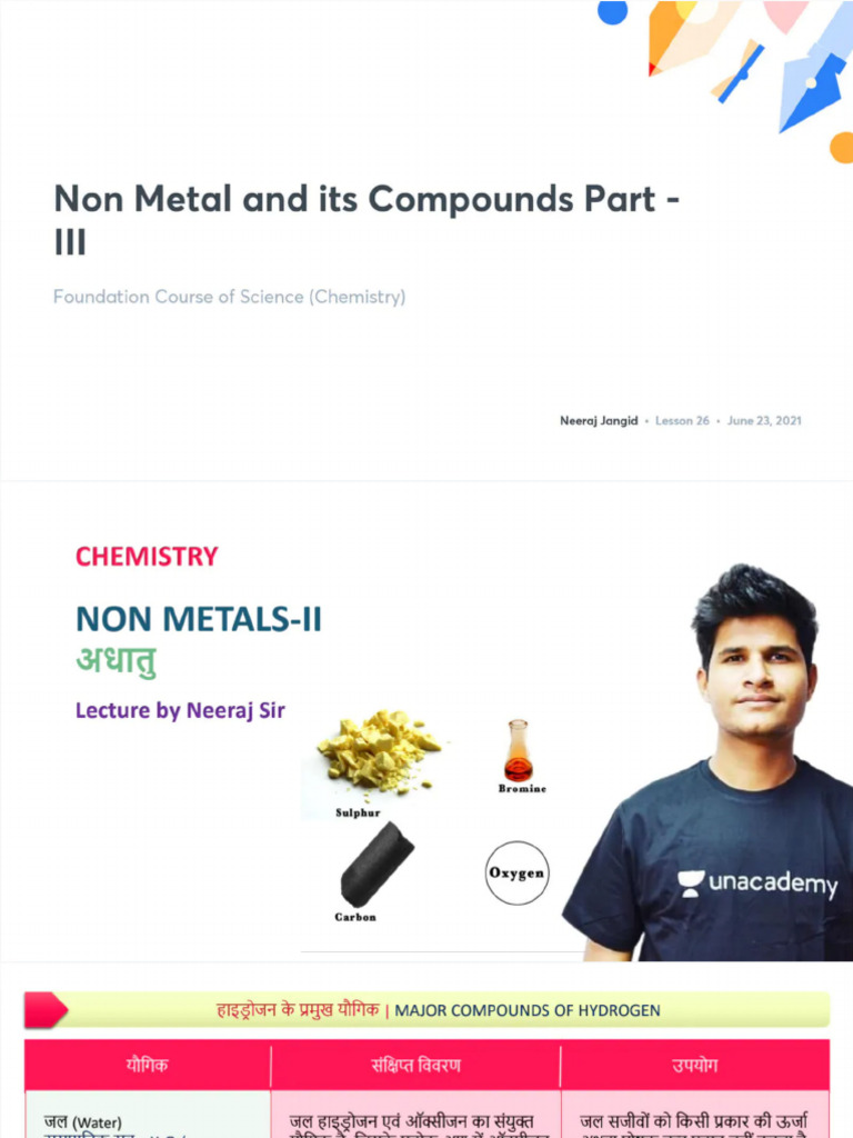Non Metal and Its Compounds Part III No Anno | PDF