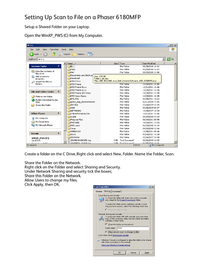 Phaser 6180MFP Setup Scan To File | PDF