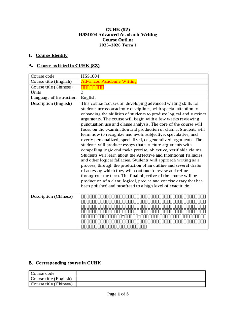 HSS1004 (Advanced Academic Writing) v-001 250730 2 | PDF | Comma | Essays