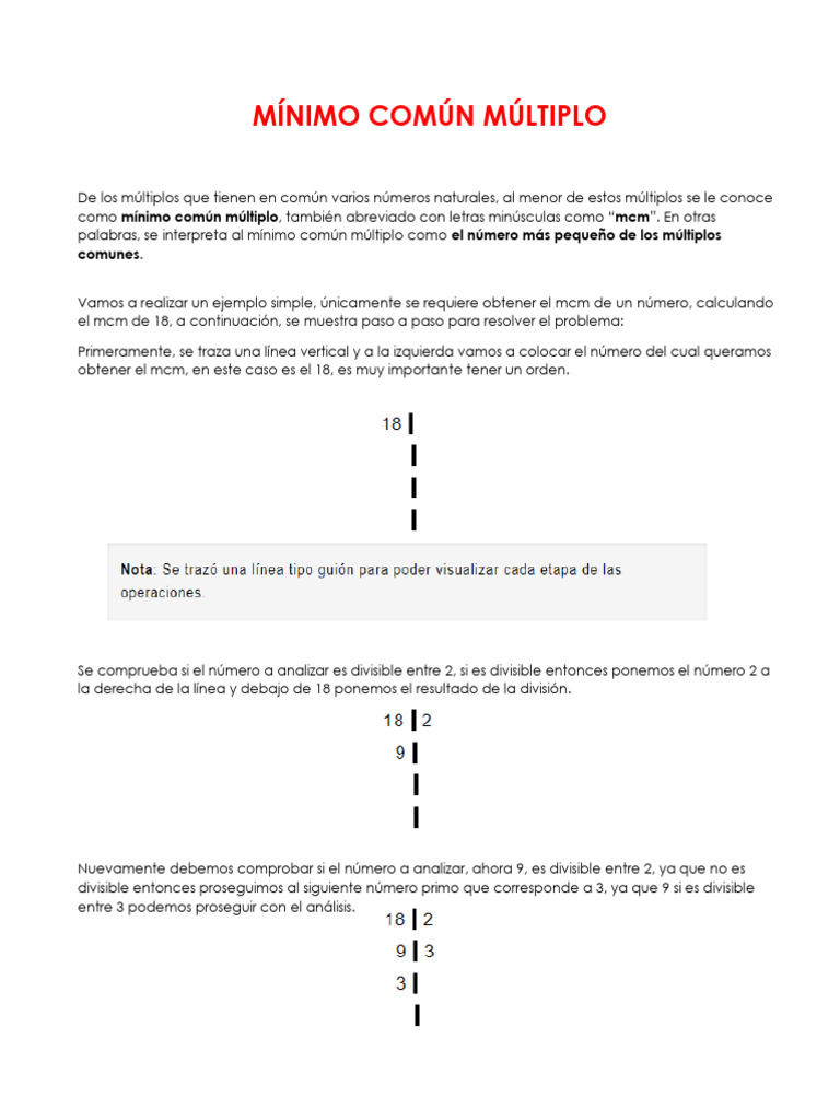 03-Mínimo Común Múltiplo | PDF