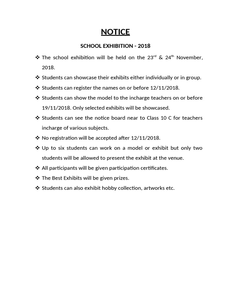 Science Exhibition Notice 2018 | PDF