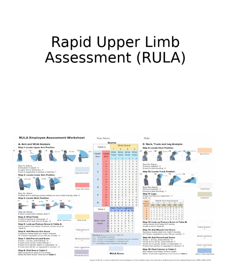 Rapid Upper Limb Assessment (RULA) | PDF