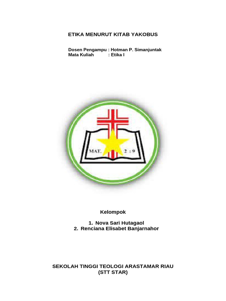 Etika Kitab Yakobus dalam Kehidupan Kristen | PDF