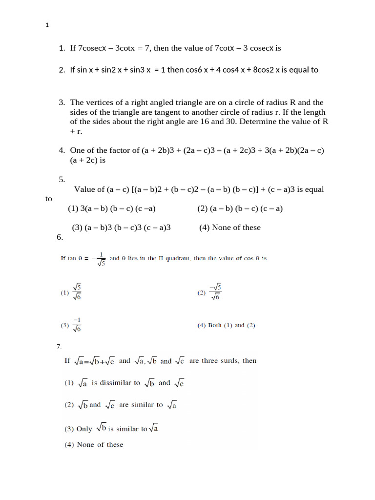 Tallentex Important Queston | PDF | Circle | Classical Geometry