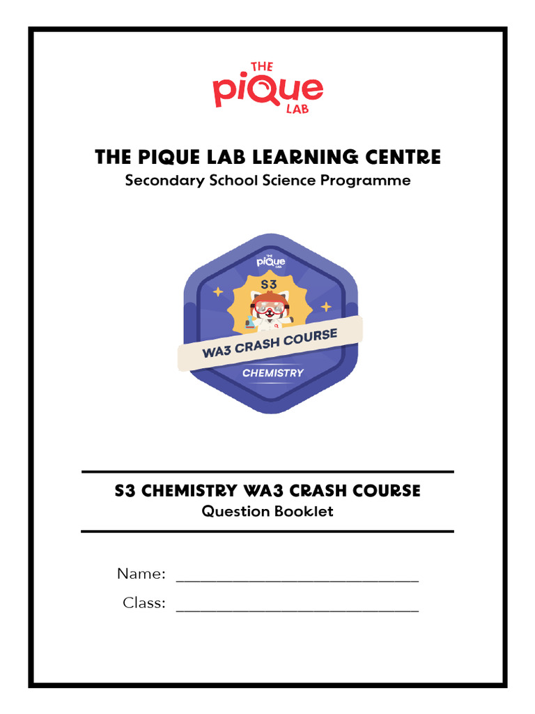 S3 CHEM WA3 Crash Course Question Booklet | PDF | Oxide | Hydroxide