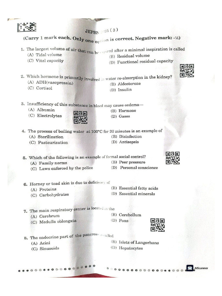 Jepbn - 2025 Question Paper | PDF