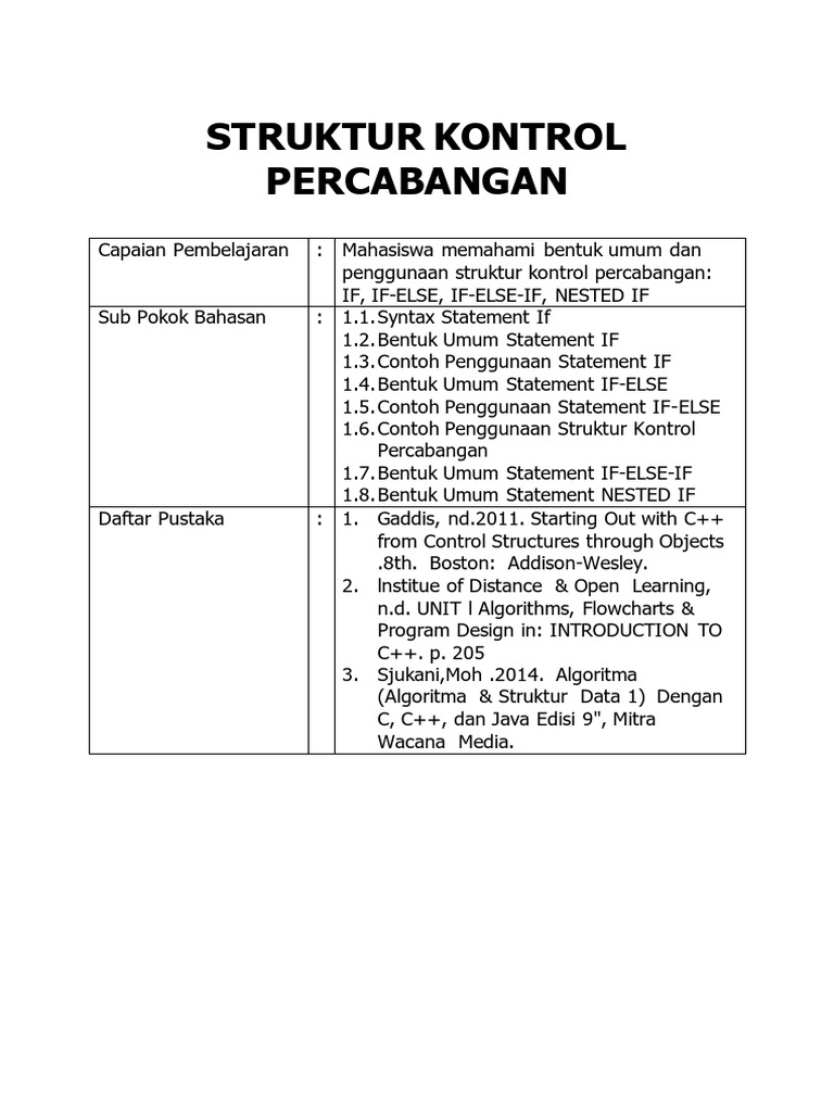 Struktur Kontrol Percabangan | PDF