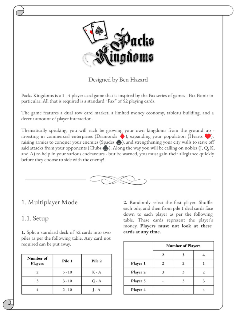 Packs Kingdoms Rules V 1.3-1 | PDF | Playing Cards | Gaming