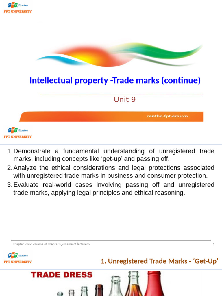 Unit 9 - Intellectual Property - Trade Marks (Continue) | PDF ...