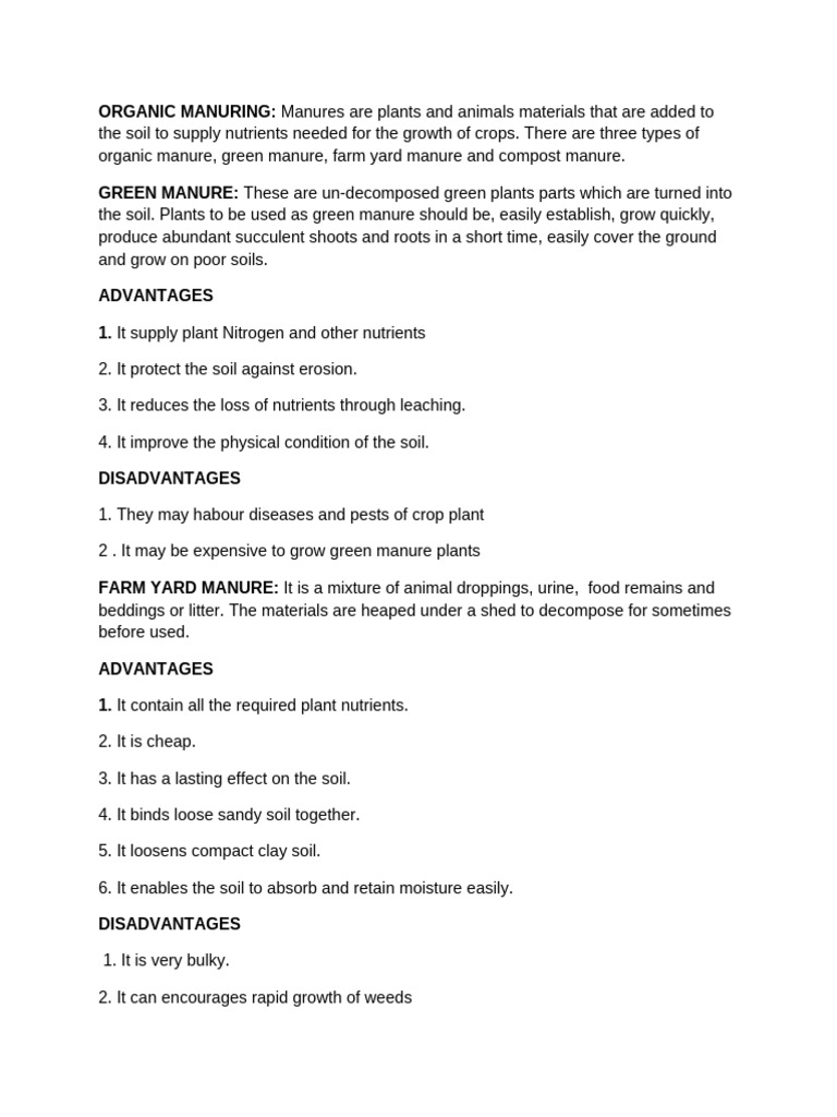 Organic Manuring | PDF | Manure | Soil