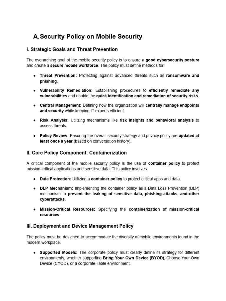 Security Policy On Mobile Security | PDF | Security | Computer Security