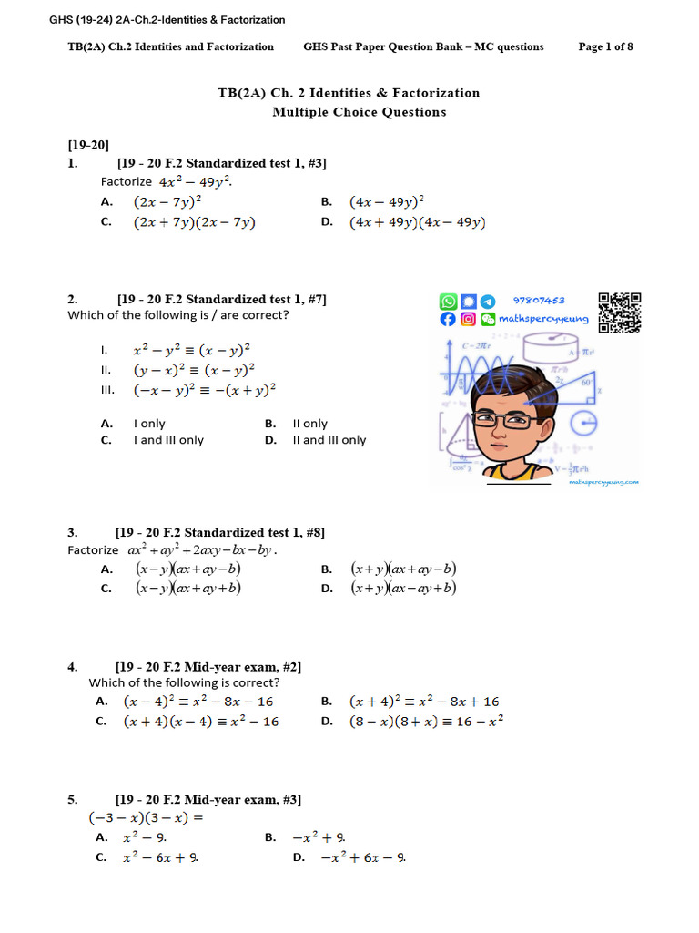 Ghs 19-24-2a Ch.2 Identities Factorization | PDF | Number Theory ...