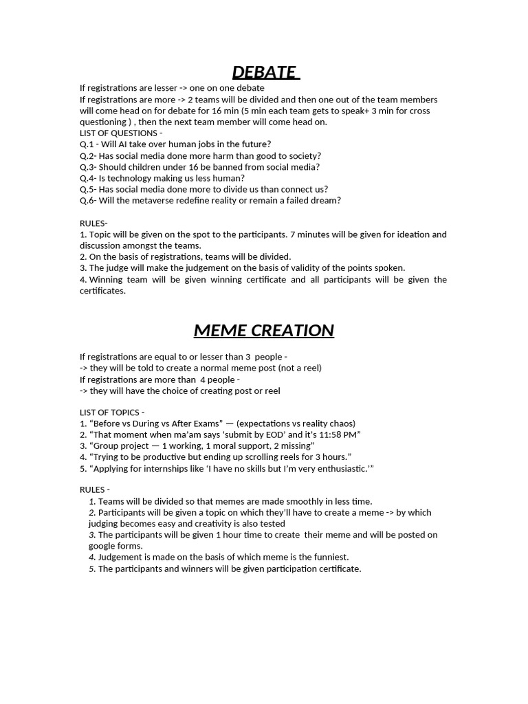 Debate and Meme Creation | PDF