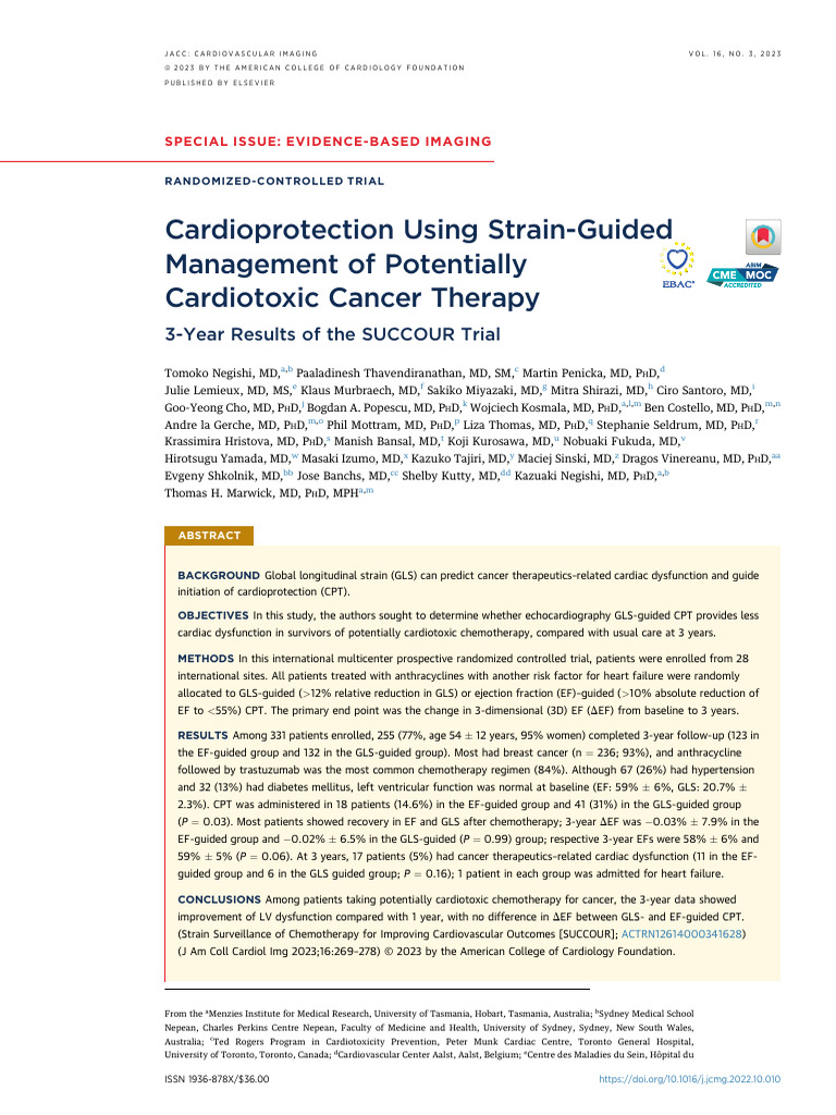 Cardioprotection Using Strain Guided Management of Potenti 2023 JACC ...