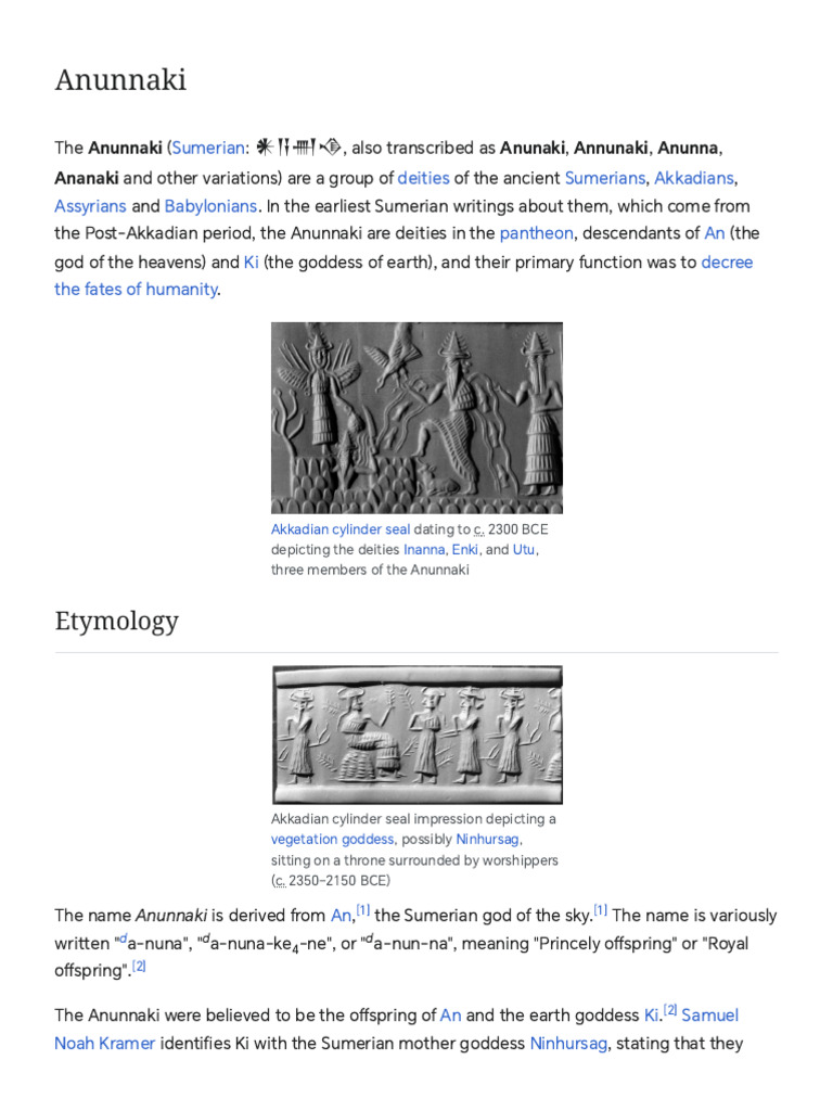 Anunnaki - Wikipedia | PDF | Mythological Characters | Conceptions Of God