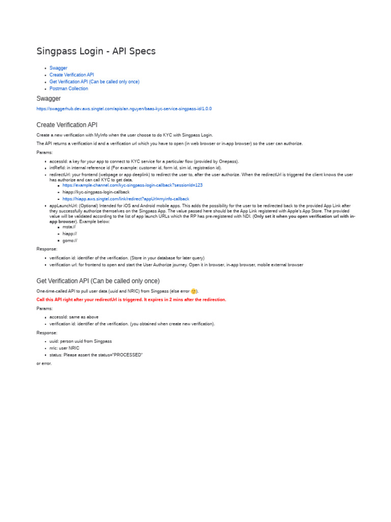UIAM Singpass Login API Specs 130225 090059 | PDF | Mobile App ...