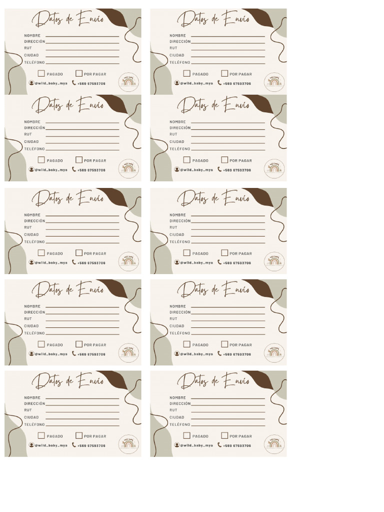 Stickers para Datos de Envio | PDF