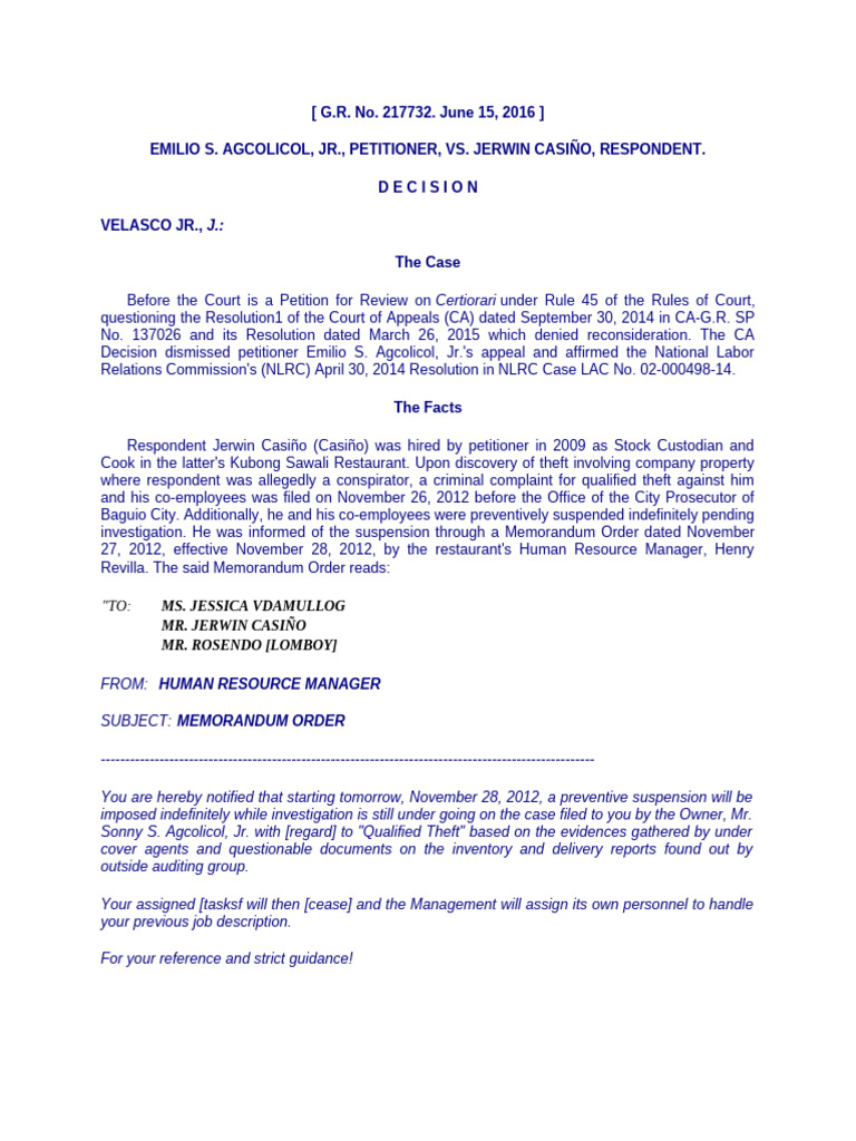 Preventive Suspension - Constructive Dismissal Full Text 2016 Case ...