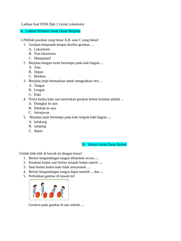 Latihan Gerak Lokomotor PJOK | PDF