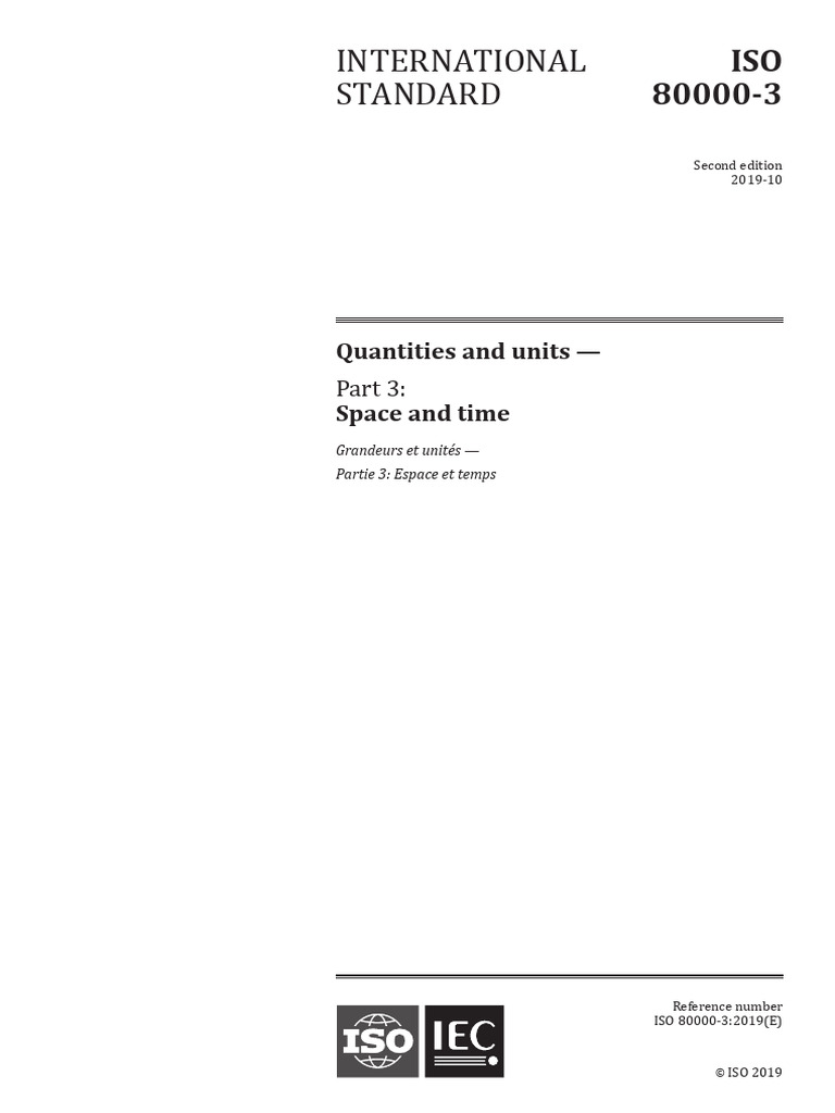 ISO 80000-3:2019 Space and Time Units | PDF | Wavenumber | Angle