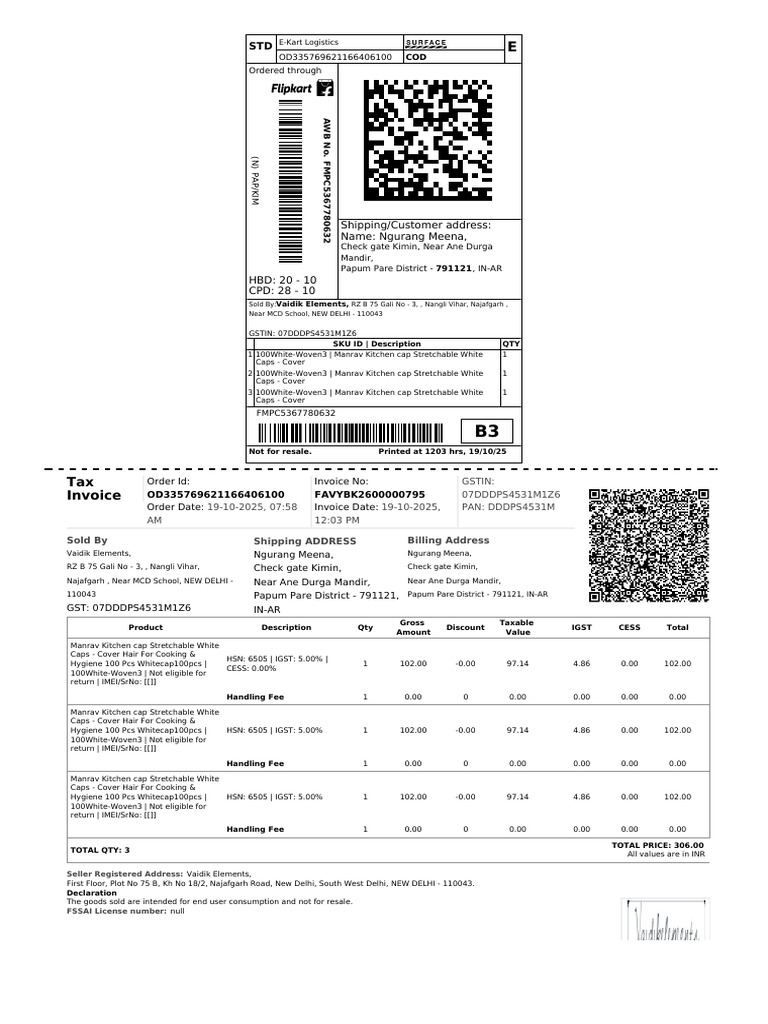 Vaidik Elements Order Invoices Summary | PDF | Invoice | Taxes