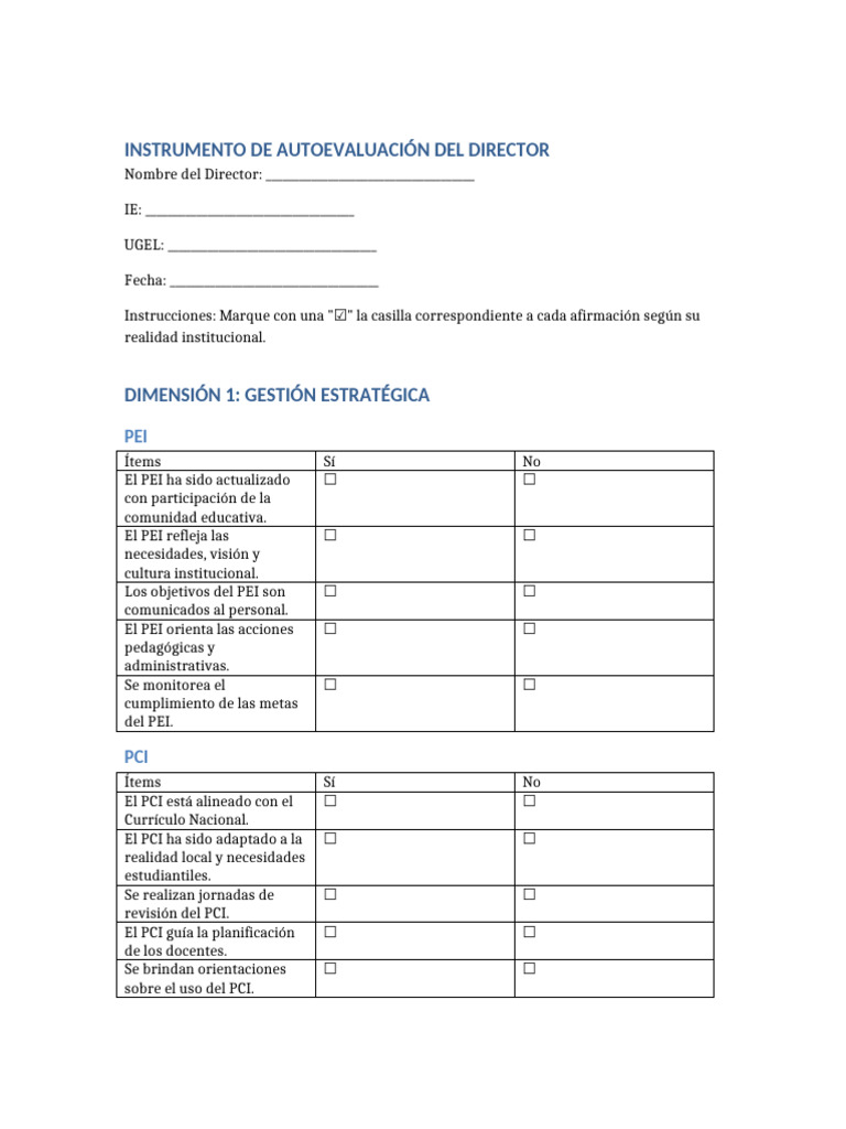 Instrumento Director Dimension 1 | PDF | Inclusión (Educación ...