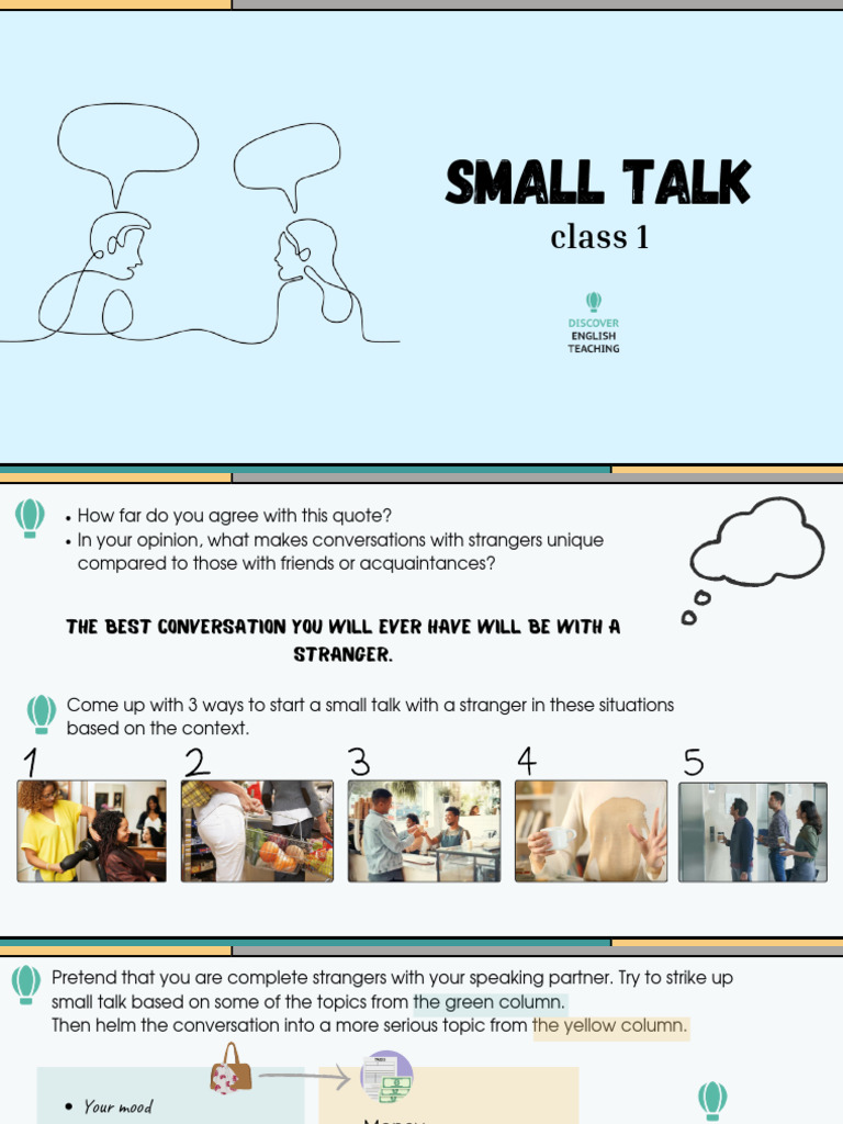 Class 1 Small Talk Speaking File | PDF | Extraversion And Introversion ...
