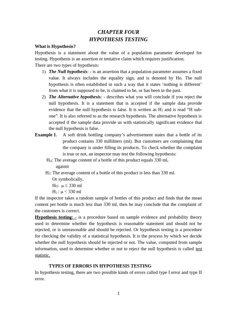 CHAPTER 4 HYPOTHESIS Corrr | PDF | Hypothesis | Standard Deviation
