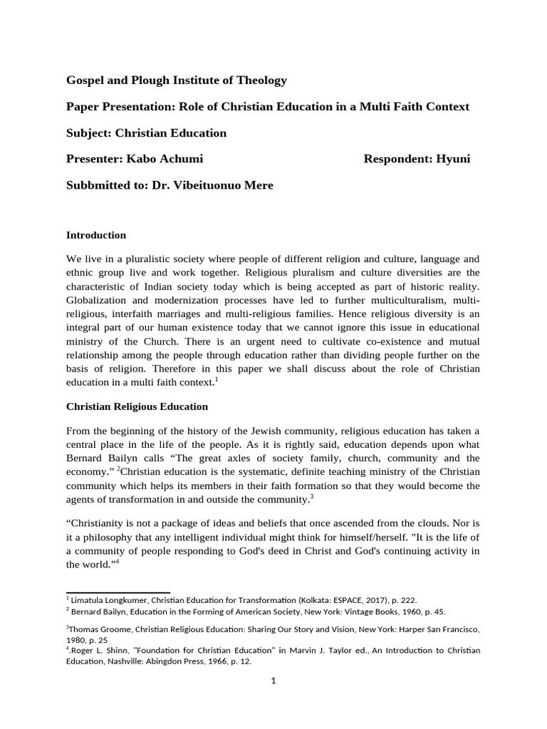 Christian Education in Multi-Faith Context | PDF | Religious Pluralism ...