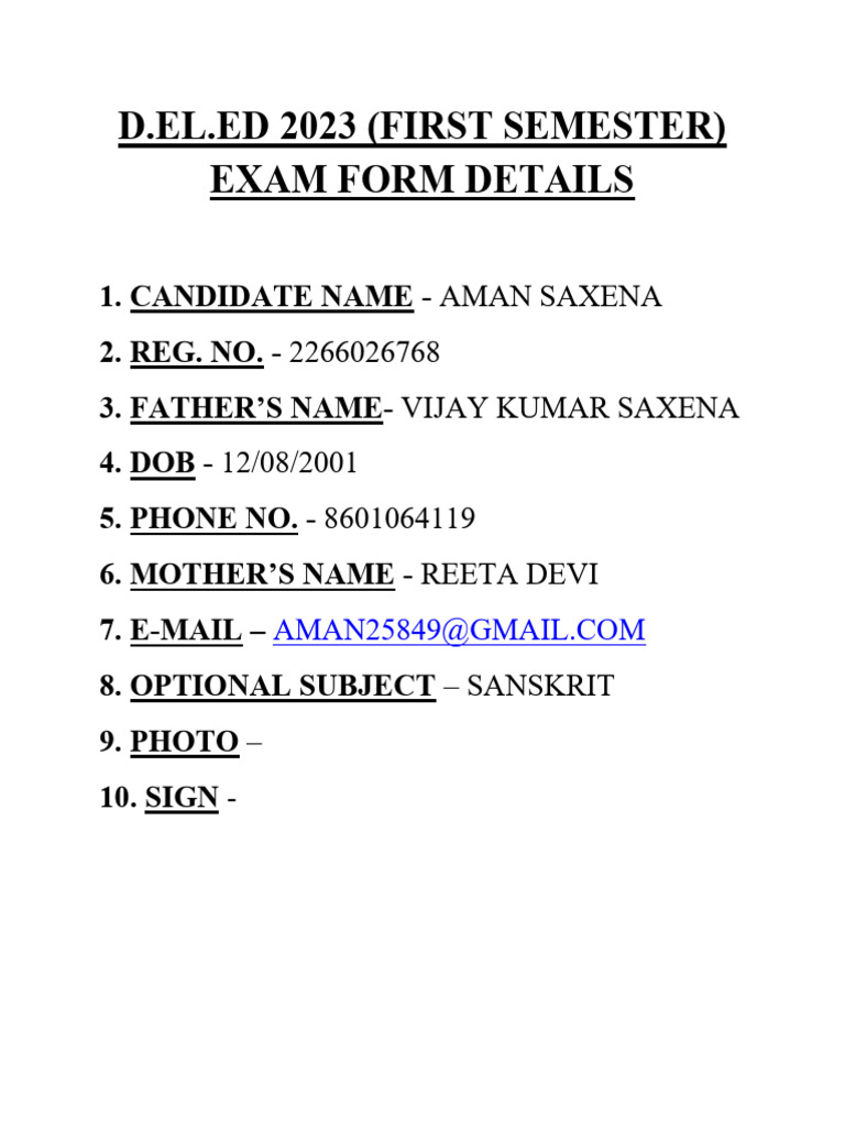 BTC Exam Form 2023 | PDF