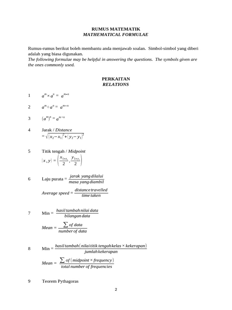 Rumus Matematik | PDF | Area | Geometry