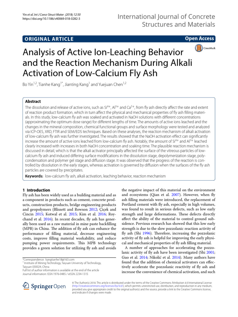 Analysis of Active Ion-Leaching Behavior and The Reaction Mechanism ...