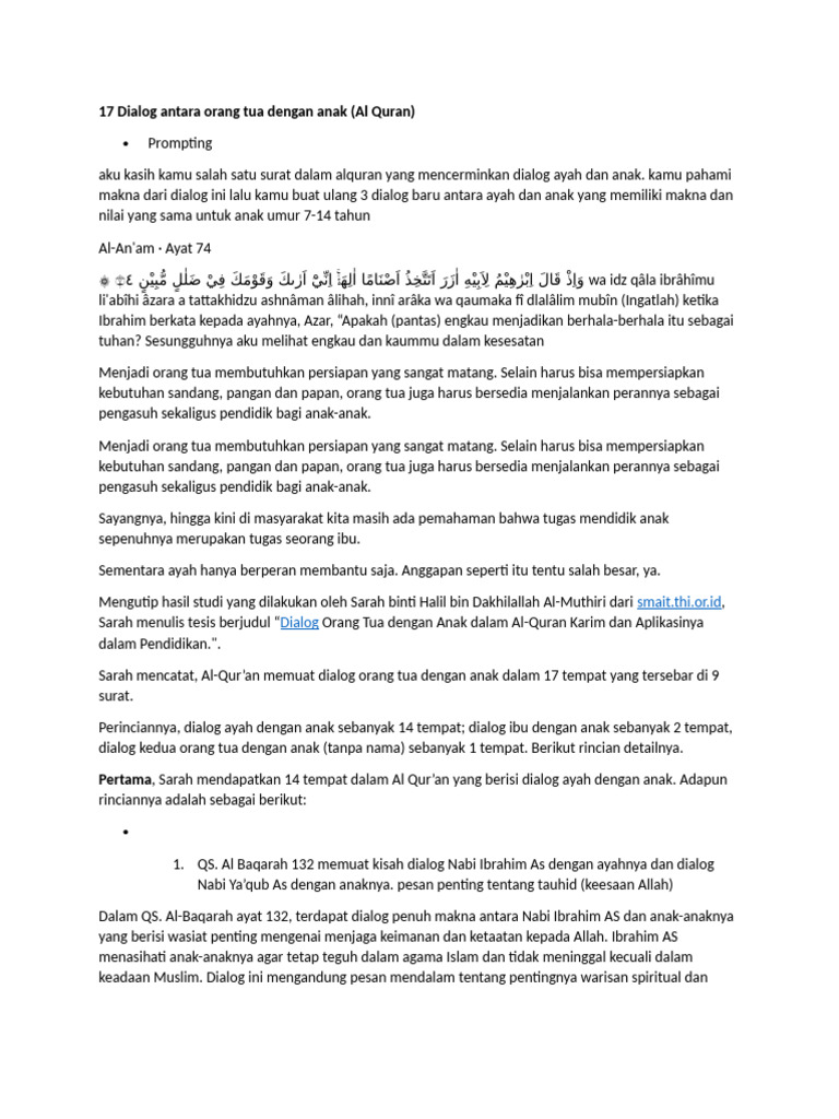 17 Dialog Orang Tua Dengan Anak | PDF