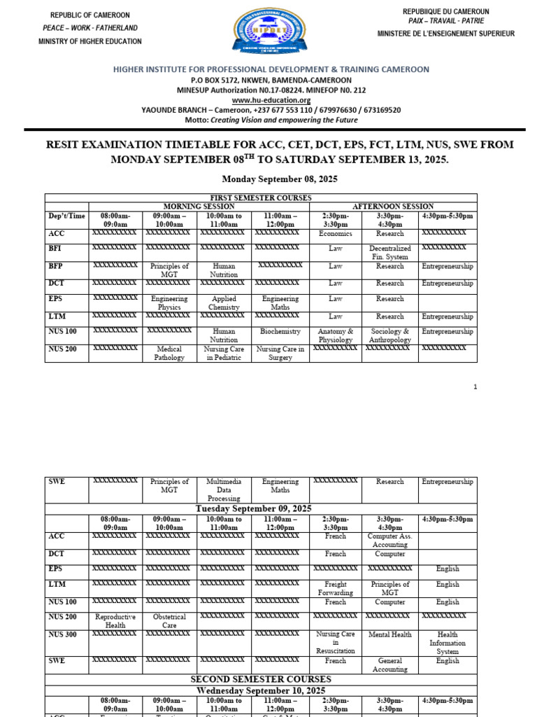 Resit Exam Timetable: Sept 2025 | PDF | Medicine | Health Care