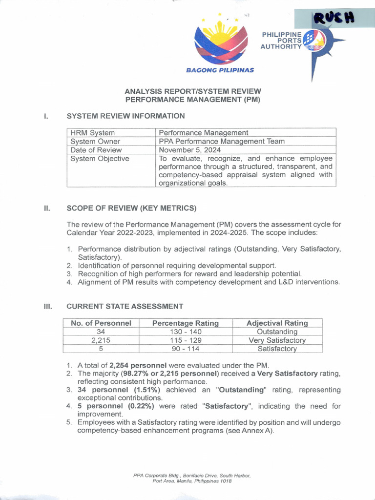 Analysis Report-System Review Performance Management (PM) | PDF