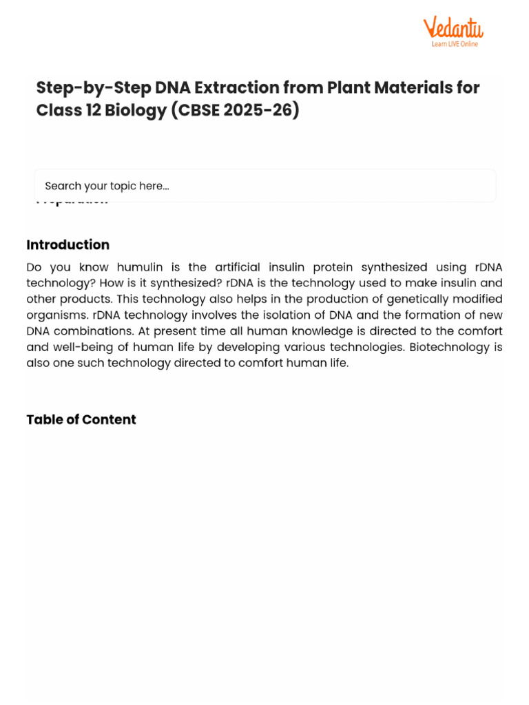 Step-By-Step DNA Extraction From Plant Materials For Class 12 Biology ...
