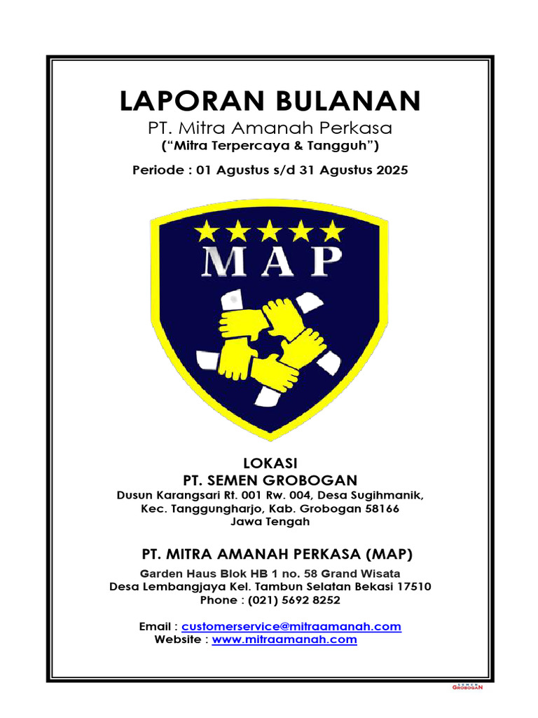 Laporan Bulanan Keamanan PT MAP Agustus 2025 | PDF