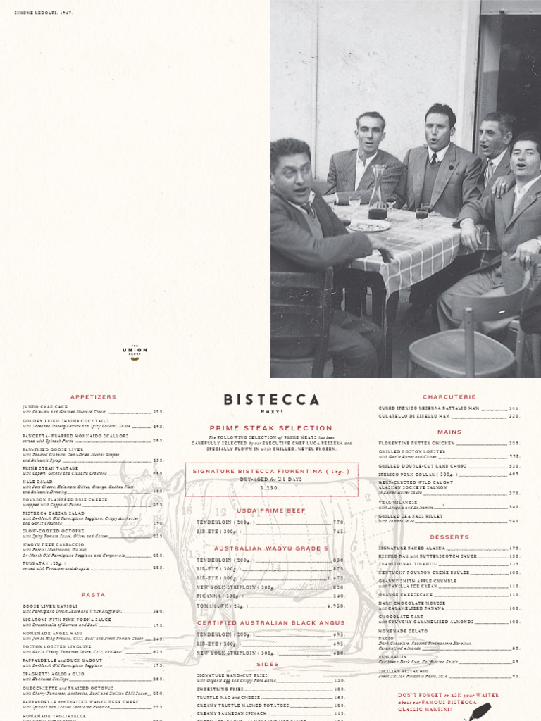 Bistecca SCBD Menu Highlights | PDF | Sauce | European Cuisine