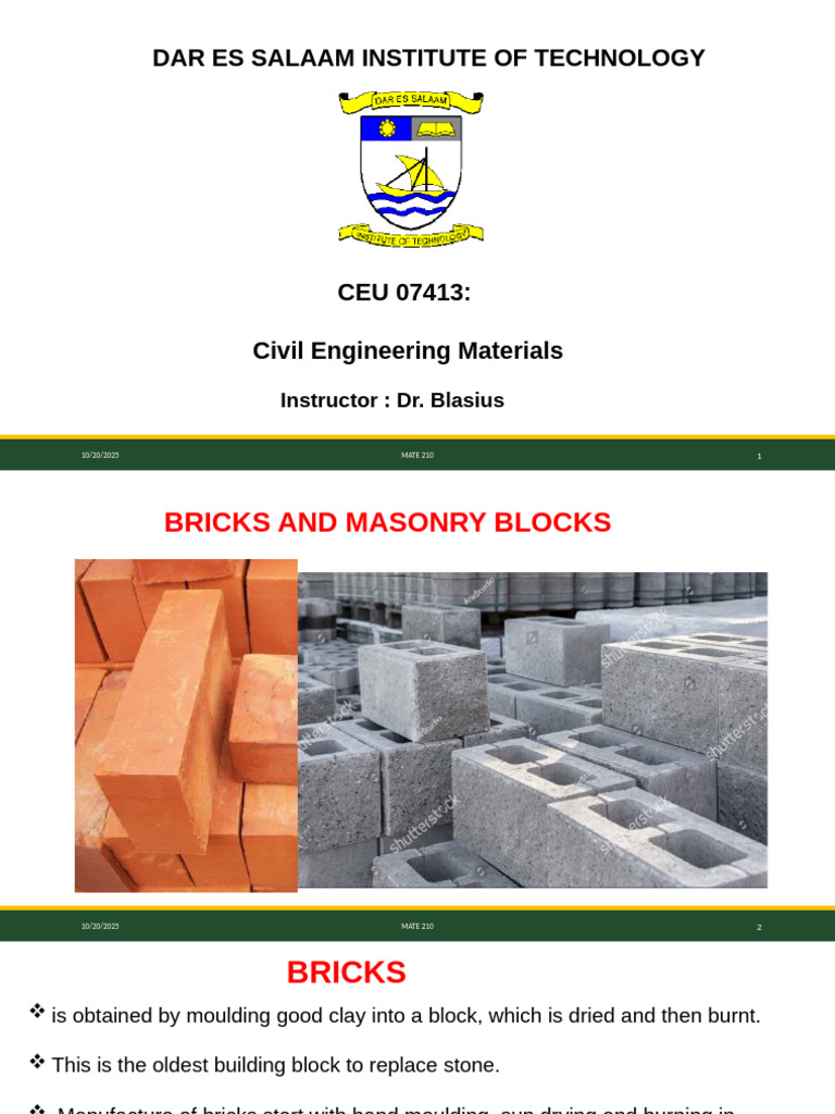 Bricks and Mansory Blocks | PDF | Masonry | Concrete