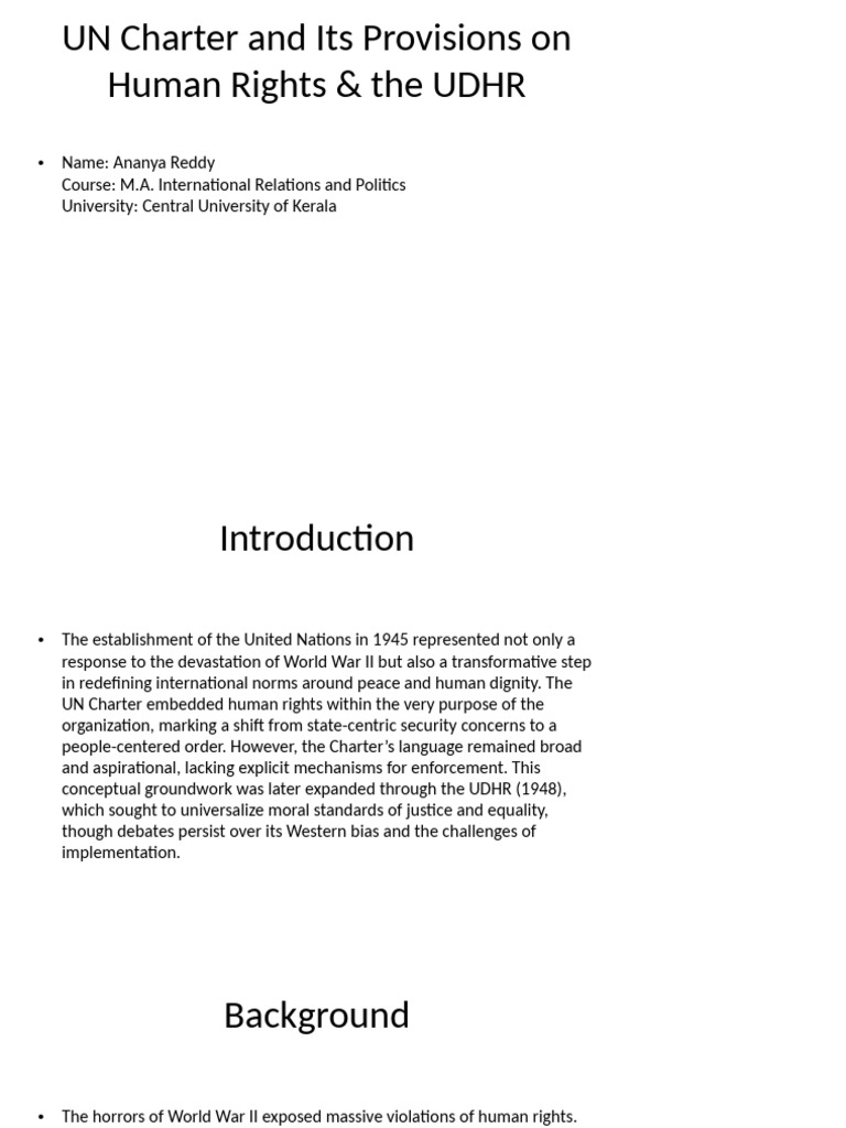 UN Charter and UDHR: Human Rights Overview | PDF | Human Rights | Rights