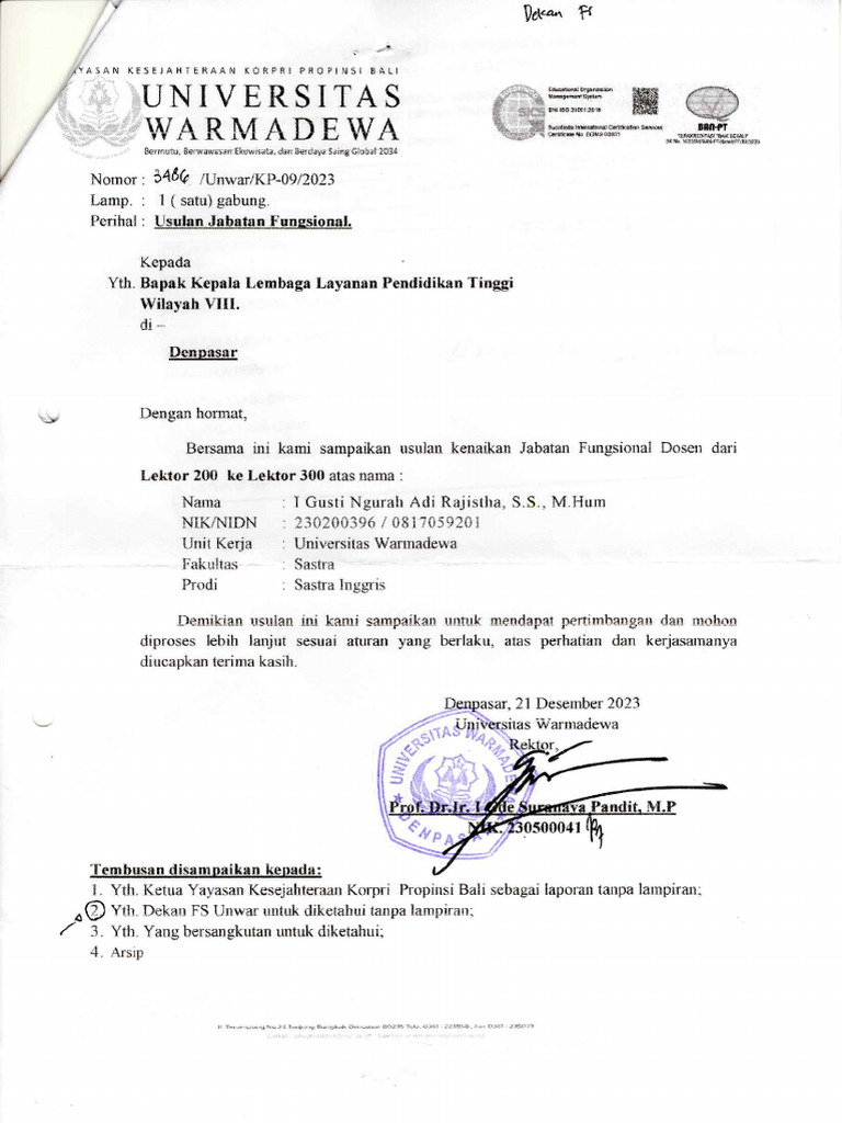 Usulan Jafung Rajista 2023 | PDF