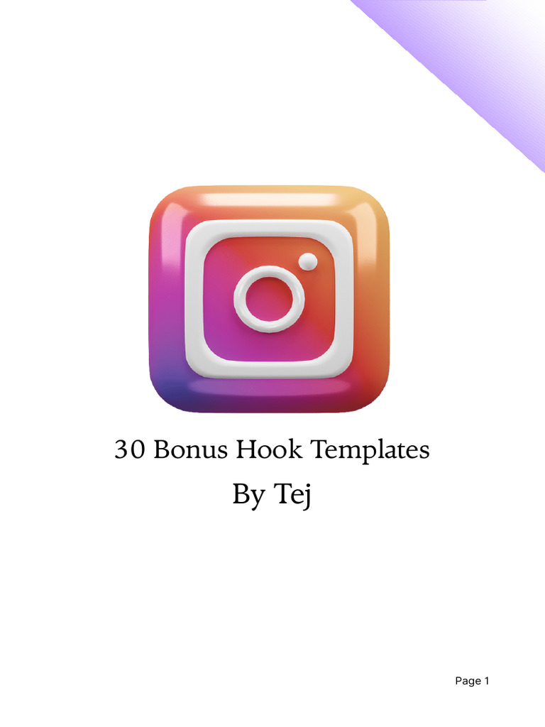 30 Hook Templates For Reels - Tej | PDF