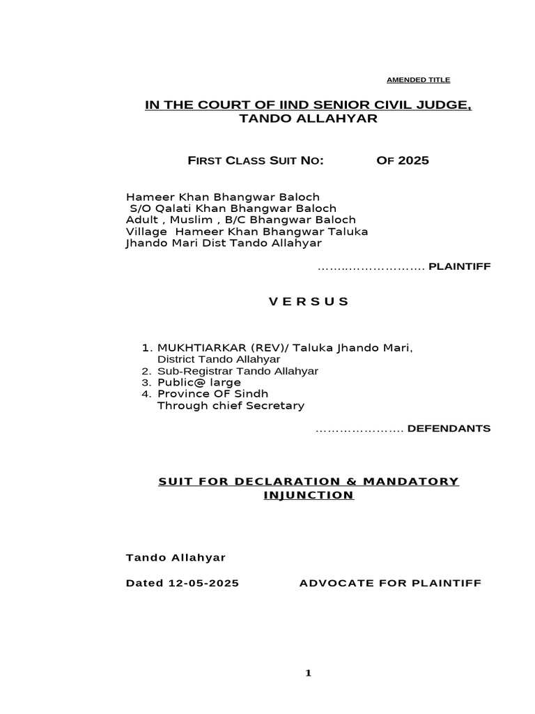 1 Rule 10 CPC & Amended Title | PDF | Affidavit | Advocate