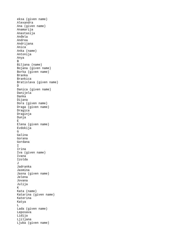 List of Given Names and Variants | PDF