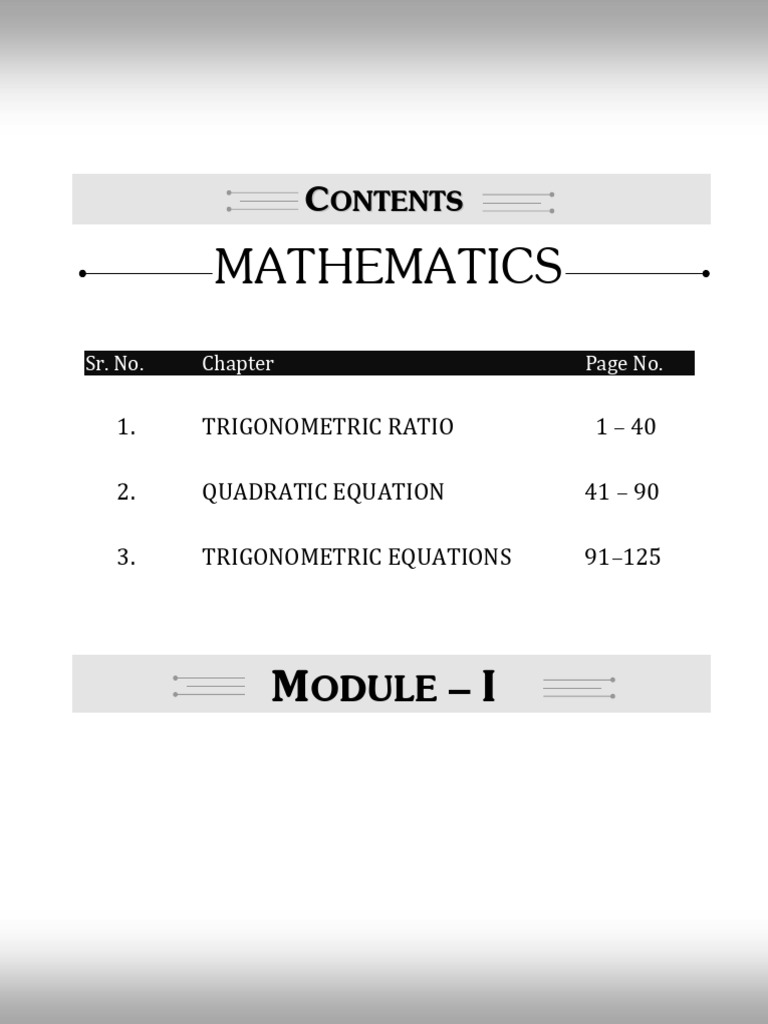 Mathematics Module - I (Main) | PDF | Trigonometry | Trigonometric ...
