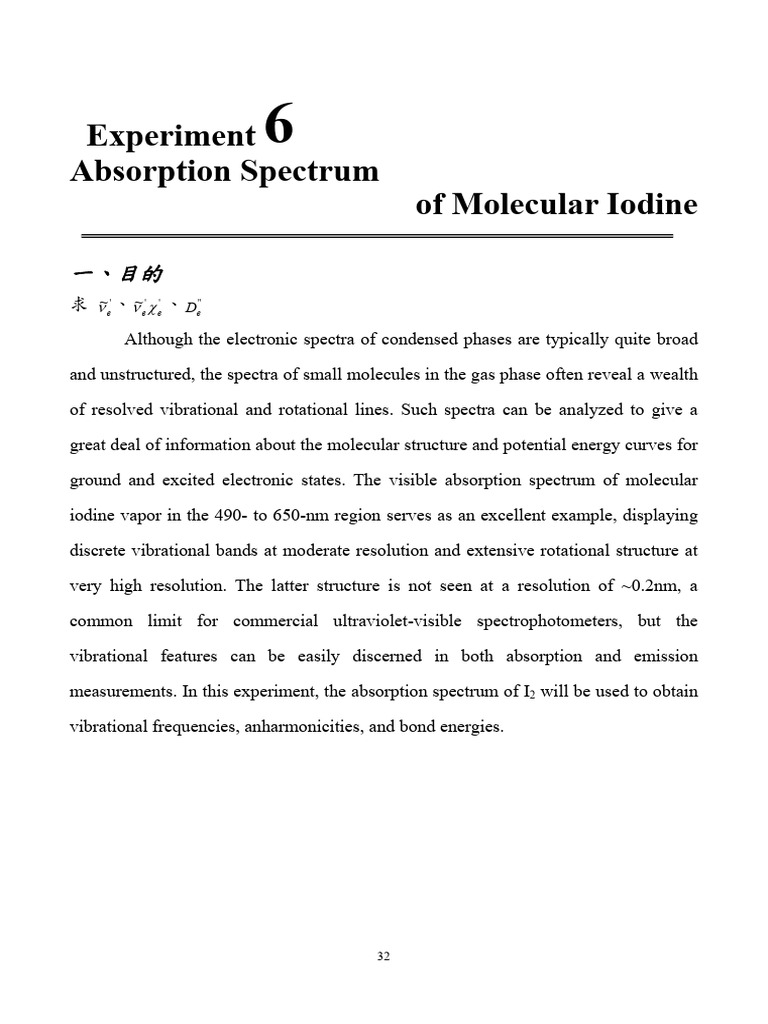 Iodine Molecular Absorption Spectrum Analysis | PDF | Absorption ...