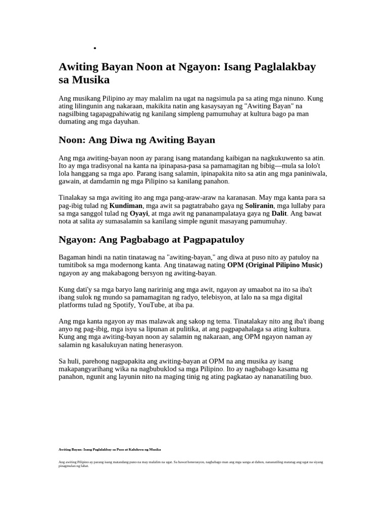 Awiting Bayan Noon at Ngayon | PDF