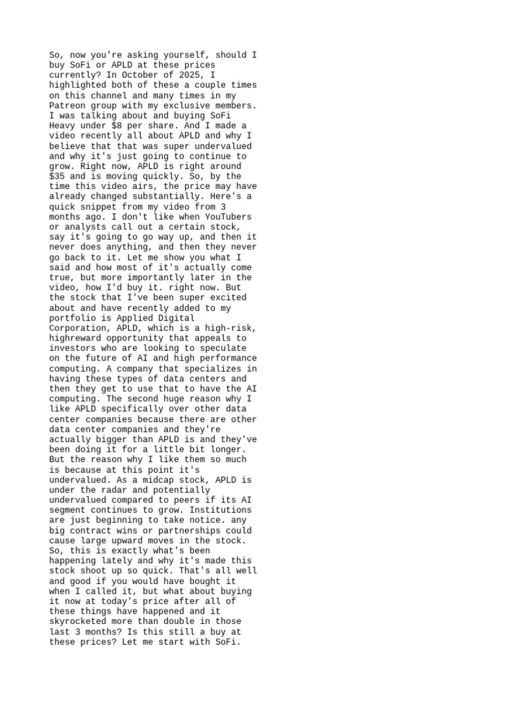 (English (Auto-Generated) ) BUY HEAVY - SOFI & APLD (We Are Still EARLY ...