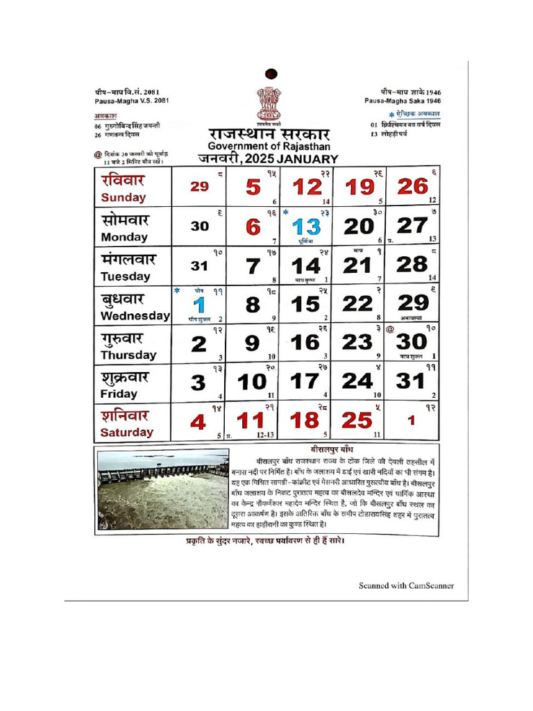 Government Calendar 2025 | PDF