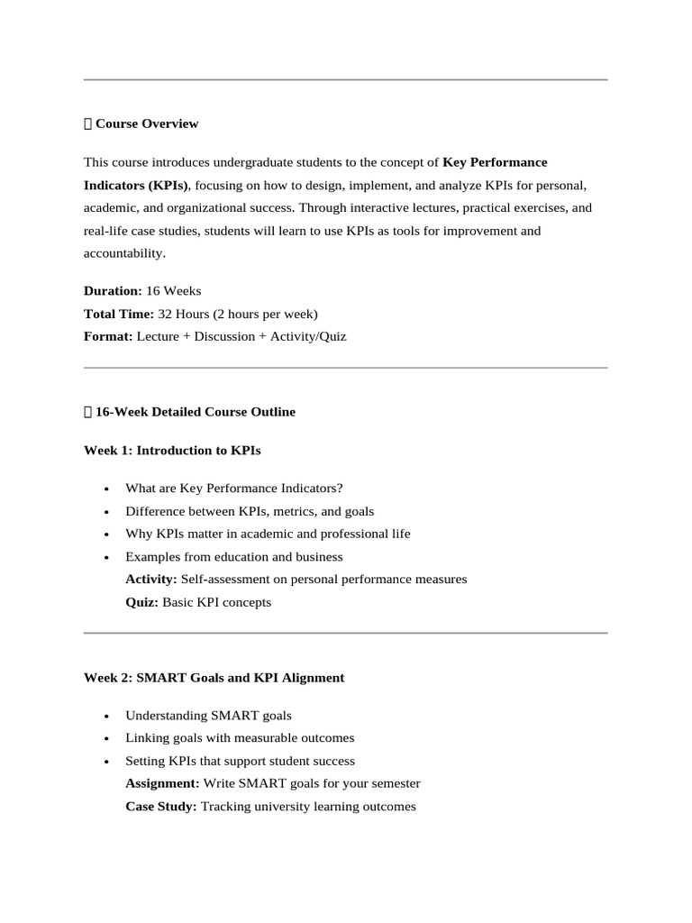 Safety Performance Indicators Course Outline | PDF | Performance ...